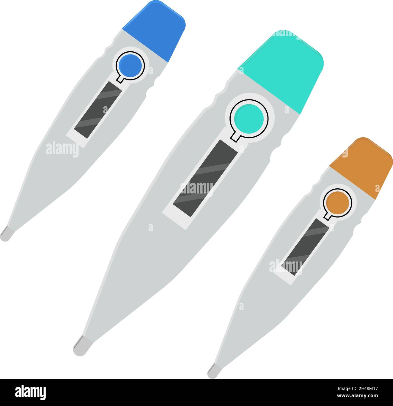 Three digital thermometers, illustration, vector on a white background ...
