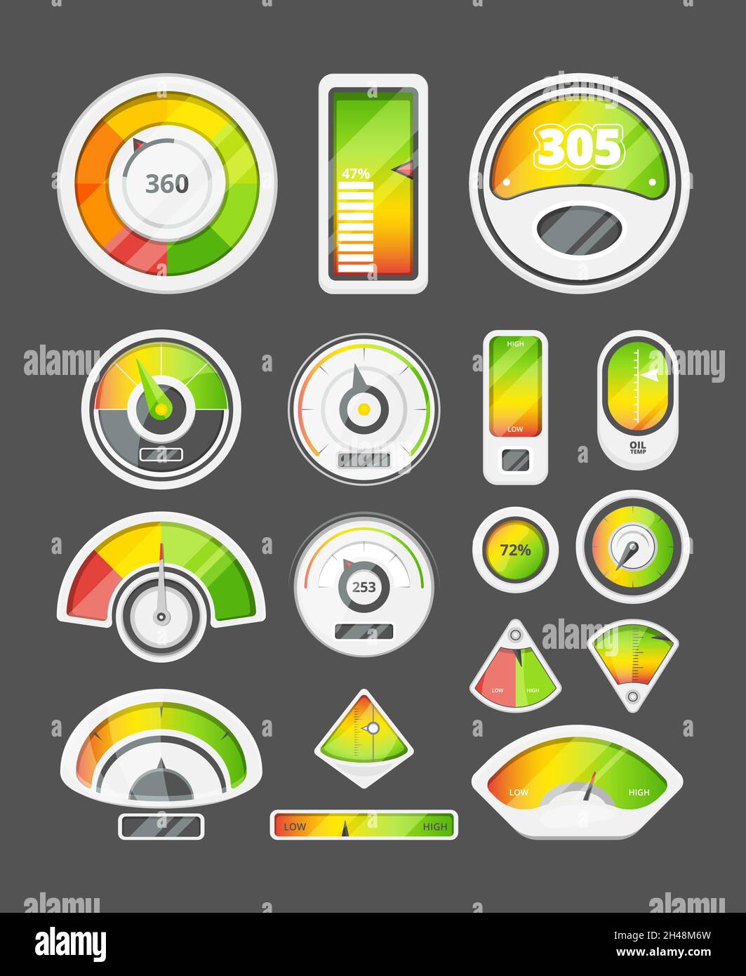 Indicators. Measurement scale power colored score indication symbols ...
