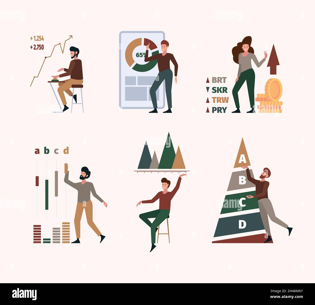 Benchmark. Stylized characters with marketing graph company strategy ...