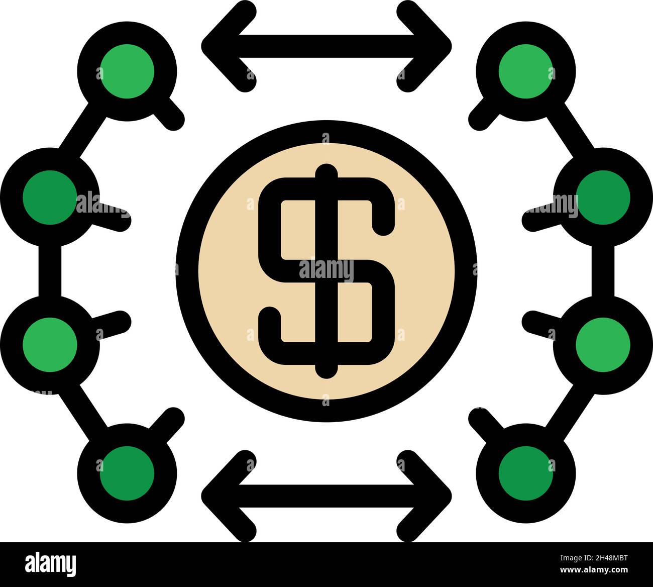 Money circle icon. Outline money circle vector icon color flat isolated ...