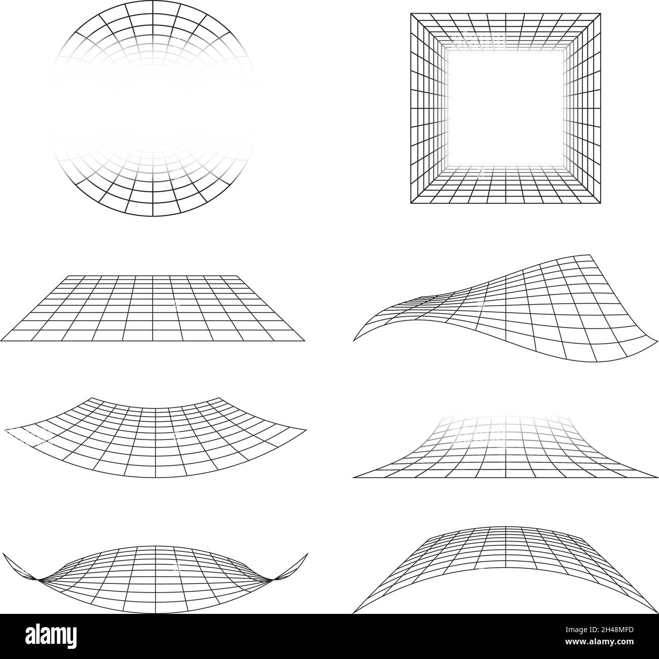 Perspective grid. 3d line surface of floor tiles horizon geometrical ...