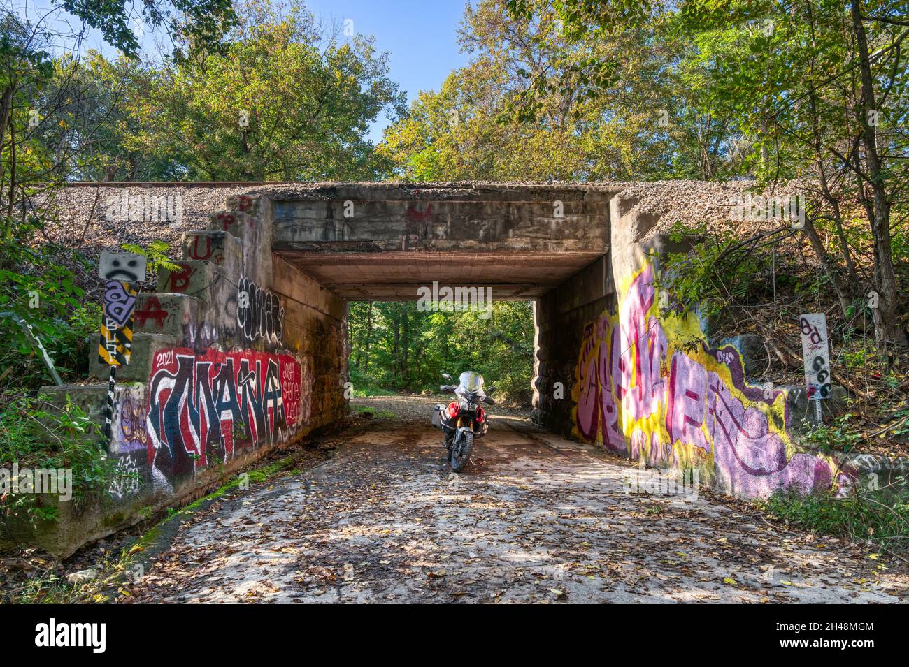 POINT OF ROCKS, UNITED STATES - Oct 08, 2021: An old railroad underpass ...