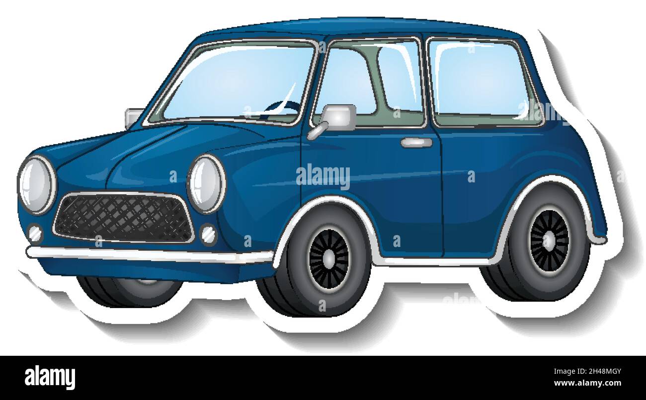 Classic car cartoon sticker on white background illustration Stock ...