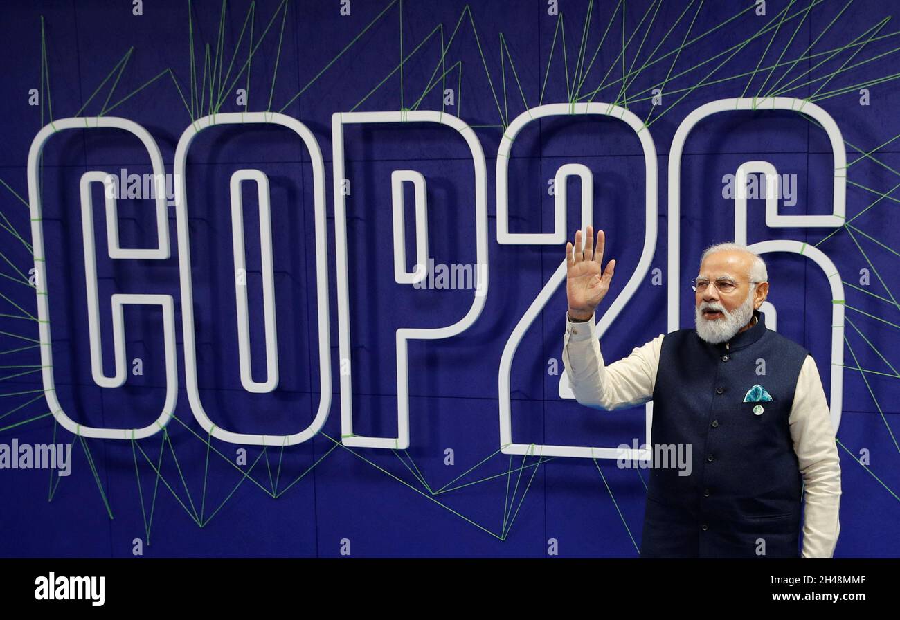 India's Prime Minister Narendra Modi arrives for the Cop26 summit at ...