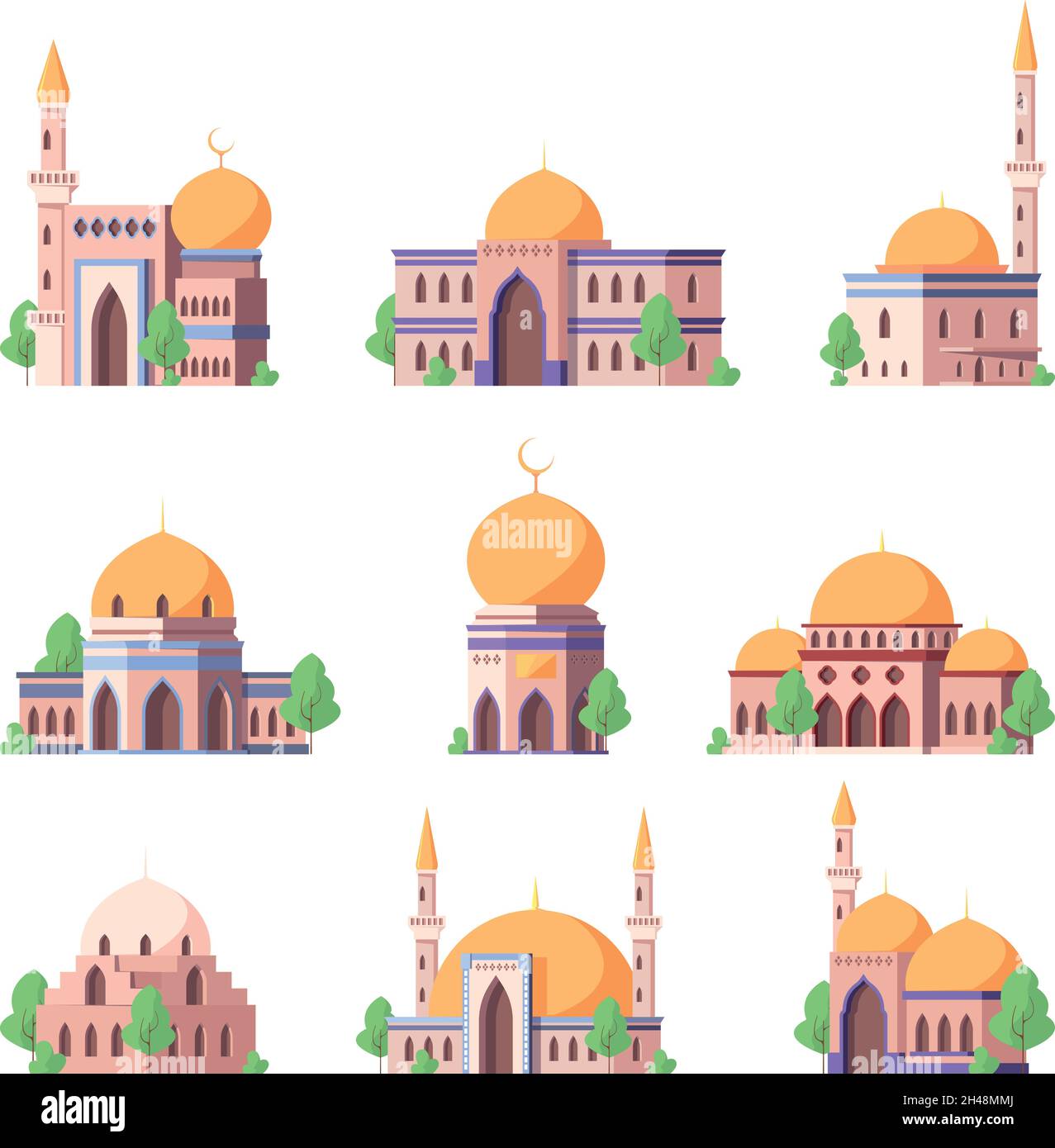 Arabic mosque. Religion authentic arabesque buildings geometric roofs ...