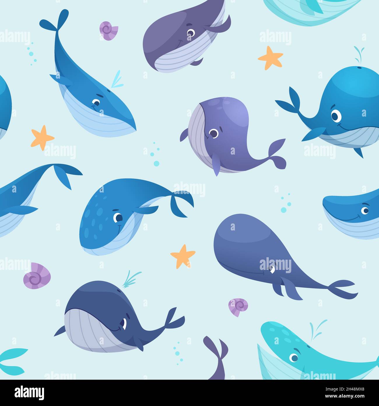 Whales pattern. Textile template pictures with underwater wild animals ...