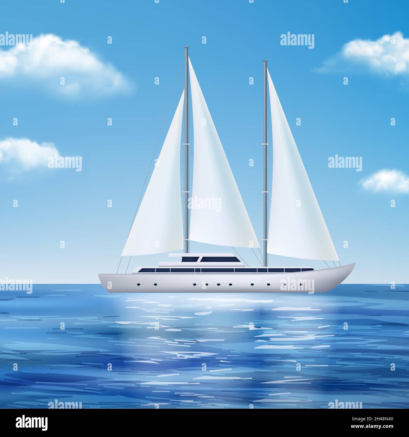 Yacht in sea. Travel water transport in ocean cruising boat expedition ...