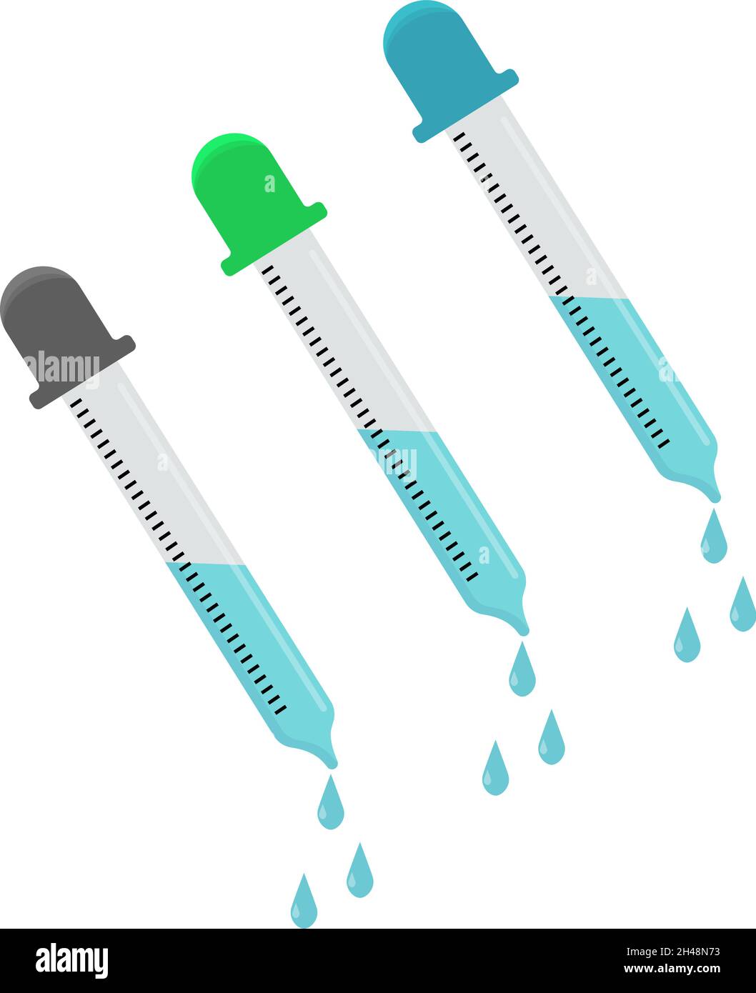 Three droppers, illustration, vector on a white background Stock Vector ...
