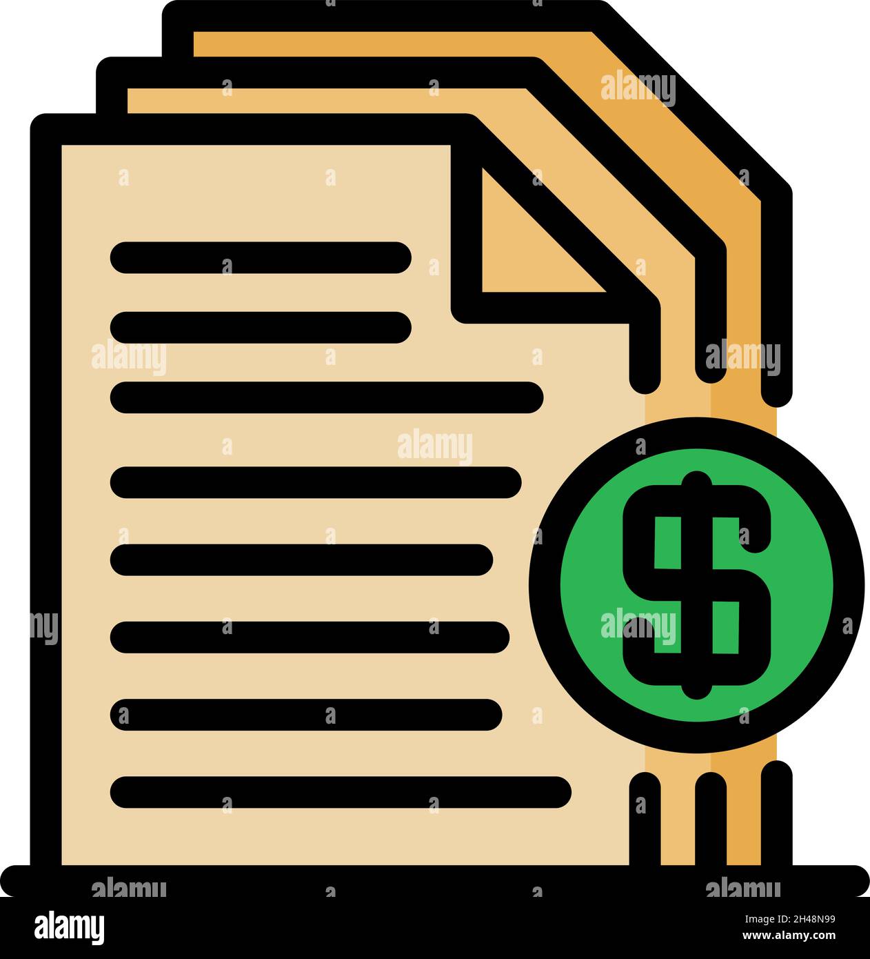 Credit papers icon. Outline credit papers vector icon color flat ...