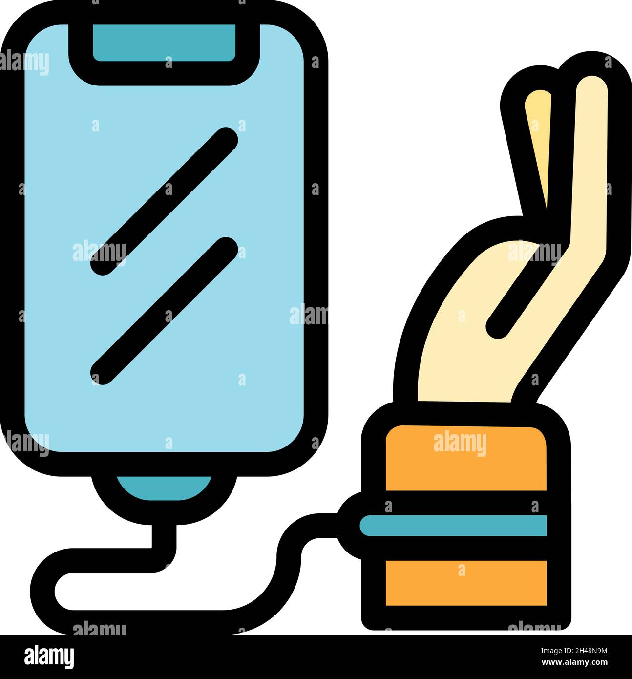 Phone addiction icon. Outline phone addiction vector icon color flat ...