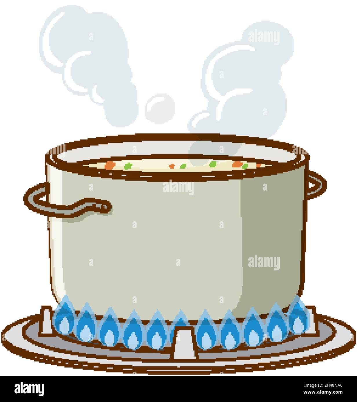 Soup in pot is boiling on the gas stove illustration Stock Vector Image ...