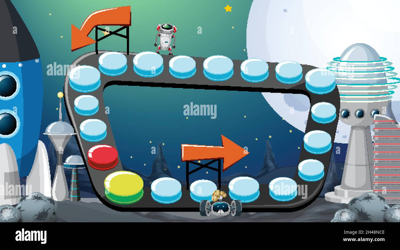 Board game template with space theme illustration Stock Vector Image ...