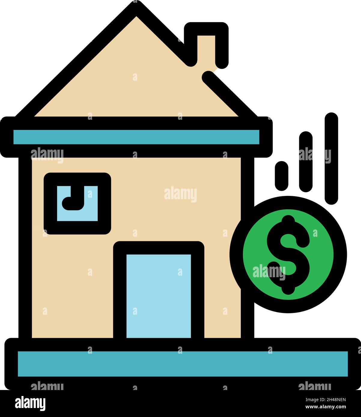 House credit rate icon. Outline house credit rate vector icon color ...