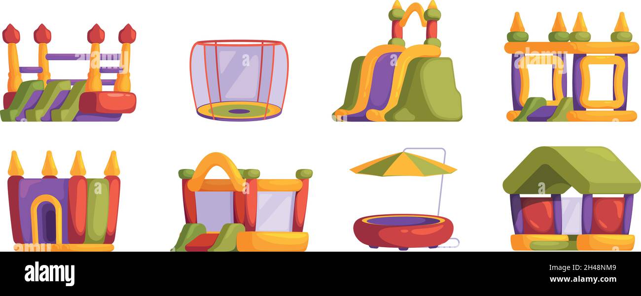 Tumbling trampolines. Inflatable castles and entertainment jumping trampoline sport events for ...