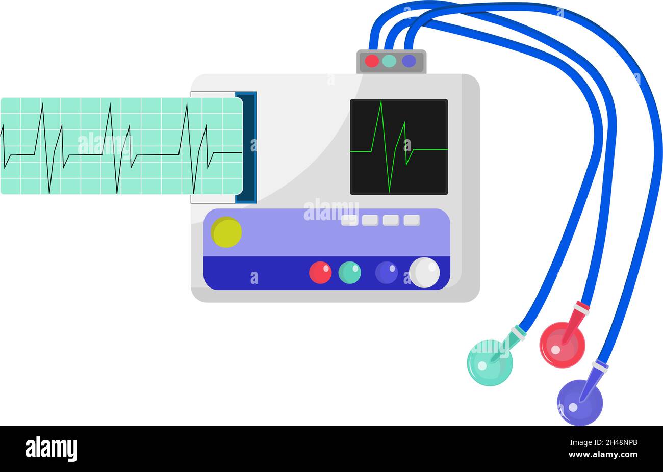 ECG medical machine, illustration, vector on a white background Stock ...