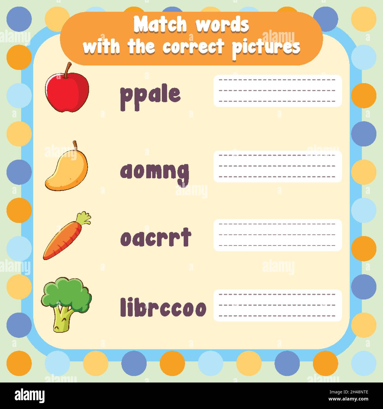 Spelling word game worksheet template illustration Stock Vector Image ...