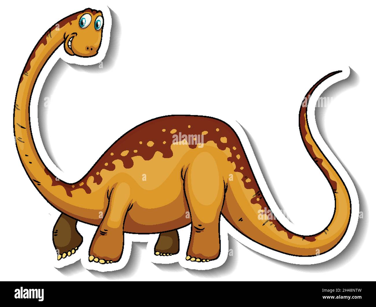 Brachiosaurus dinosaur cartoon character sticker illustration Stock ...