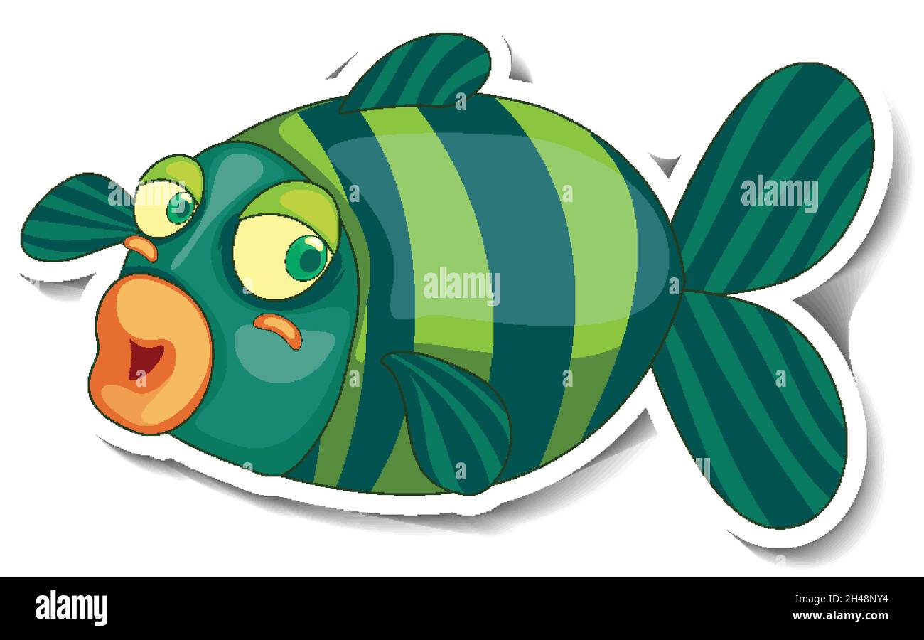 Cute fish sea animal cartoon sticker illustration Stock Vector Image ...