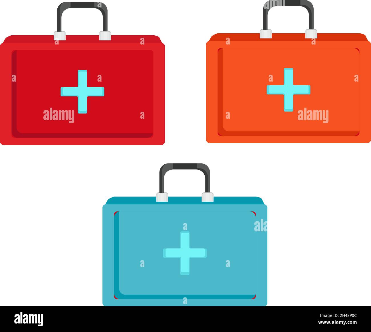 First aid boxes, illustration, vector on a white background Stock ...