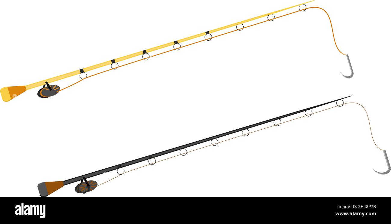 Fishing rod, illustration, vector on a white background Stock Vector ...