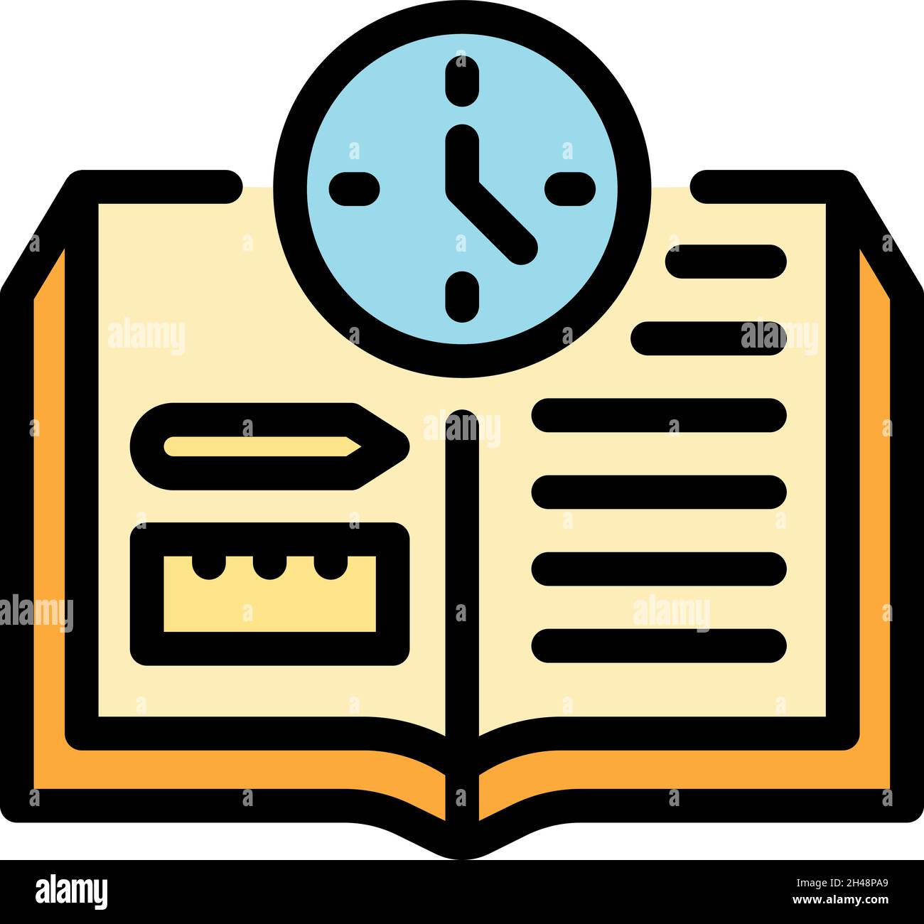 Learning time icon. Outline learning time vector icon color flat ...