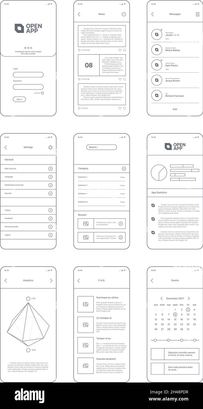 Web ui kit line. Wireframes for clean design projects websites ...