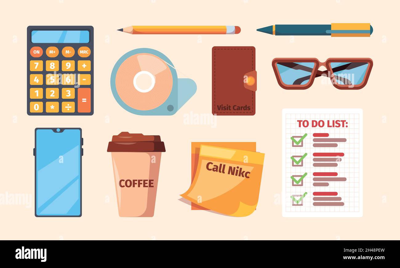 Business icons. Agenda check lists planning pages for daily routine ...