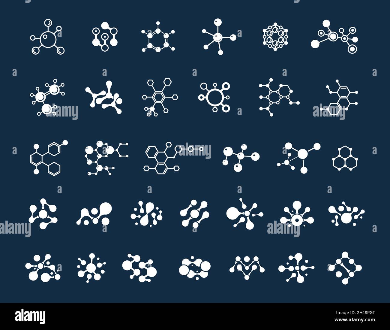 Molecules collection. Chemistry elements, different molecule. Science ...
