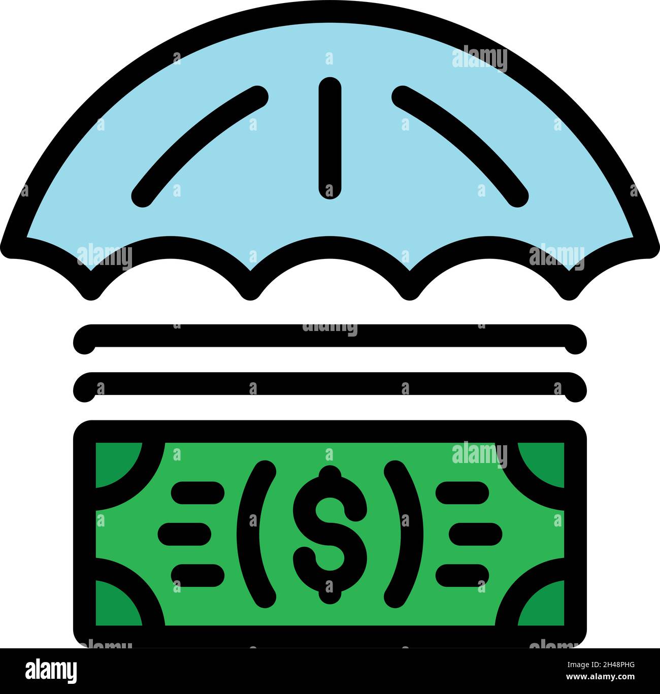 Money safety icon. Outline money safety vector icon color flat isolated ...