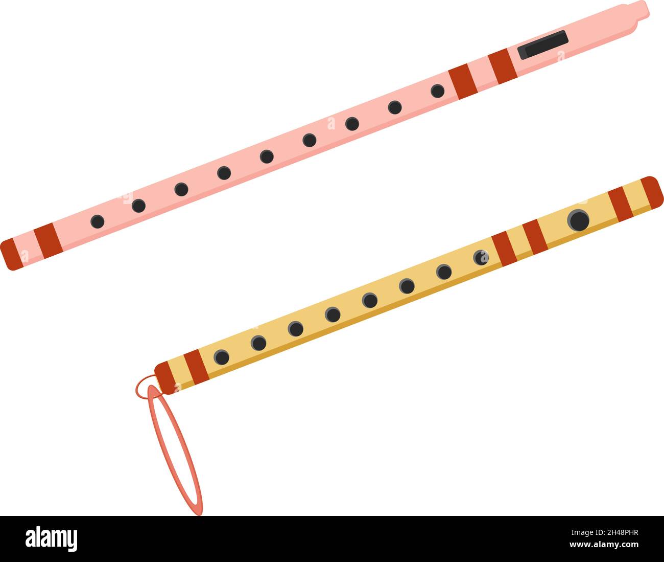 Flute instrument, illustration, vector on a white background Stock ...
