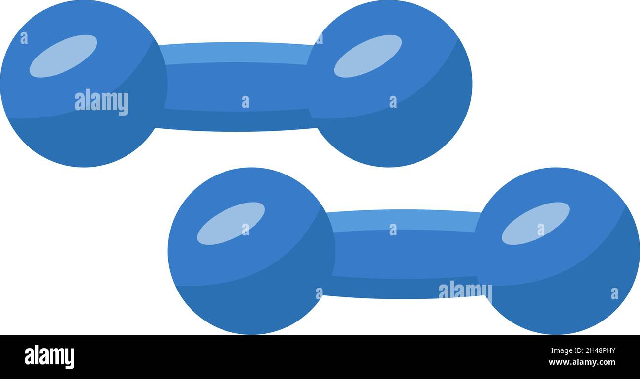Blue dumbbell, illustration, vector on a white background Stock Vector ...