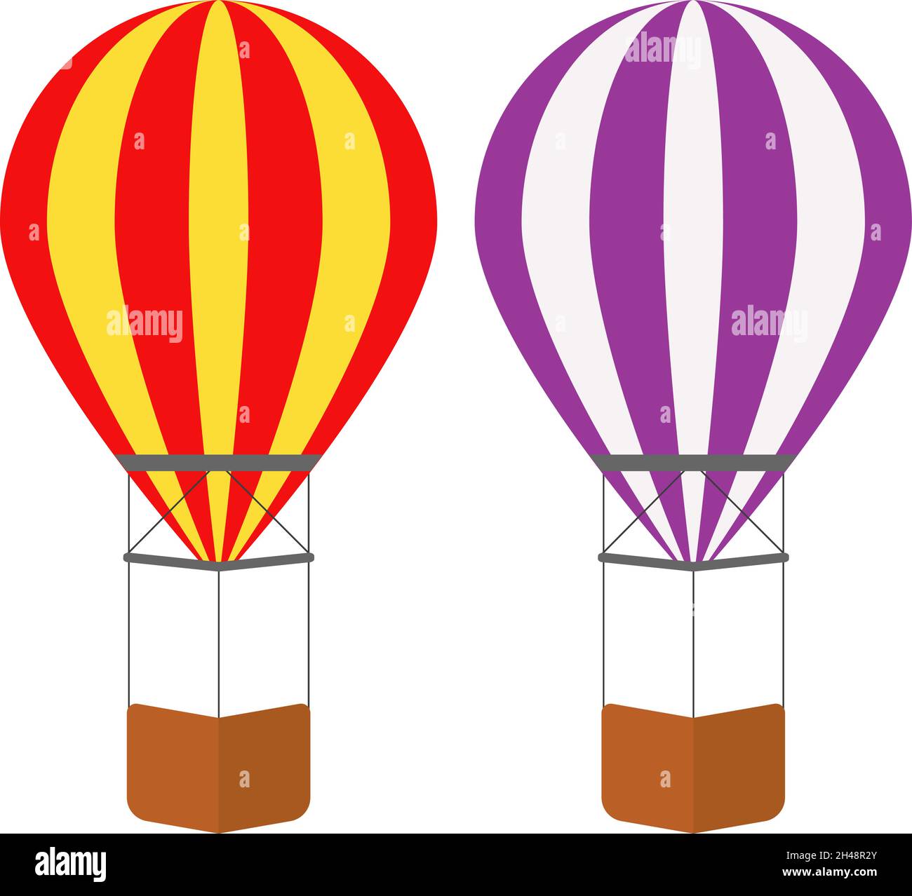 Hot air balloon, illustration, vector on a white background Stock ...