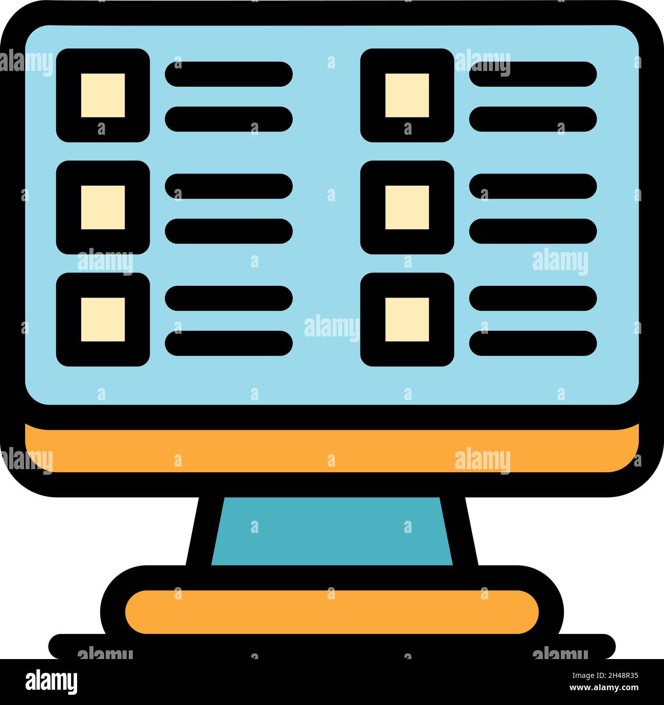 Monitor checklist icon. Outline monitor checklist vector icon color ...
