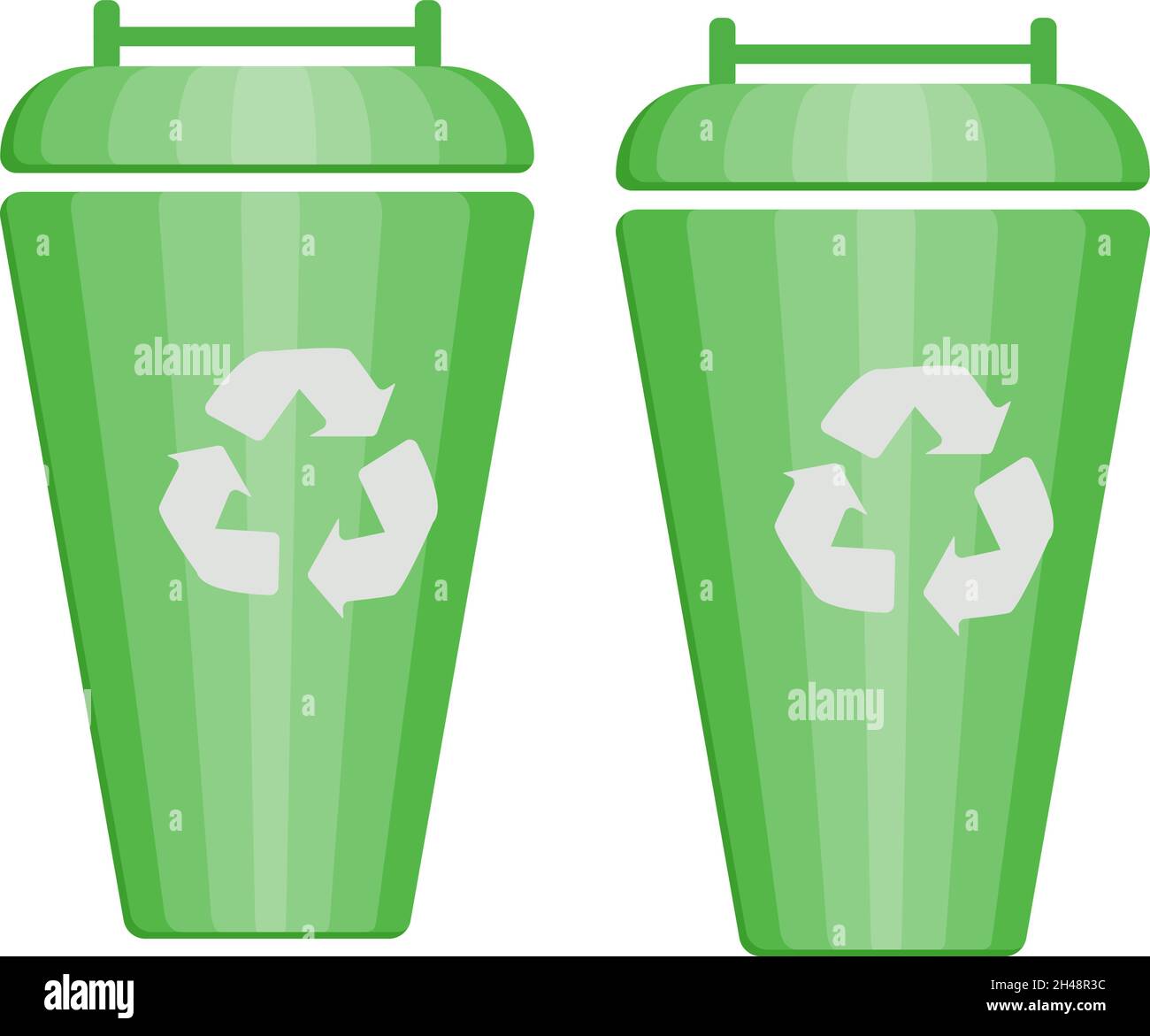 Green recycle bin, illustration, vector on a white background Stock ...