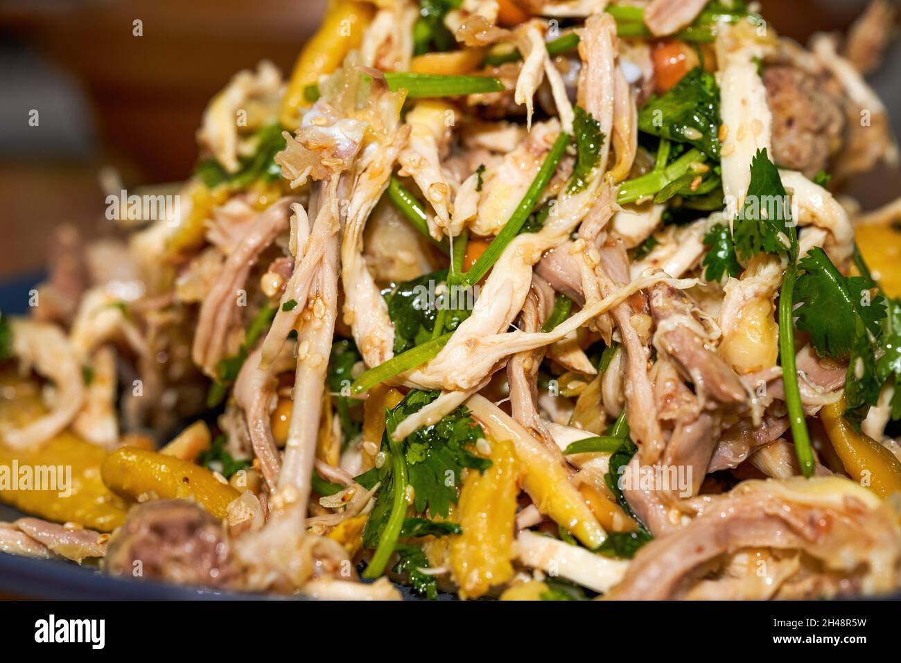 A delicious Chinese Cantonese dish, white sliced shredded chicken Stock ...