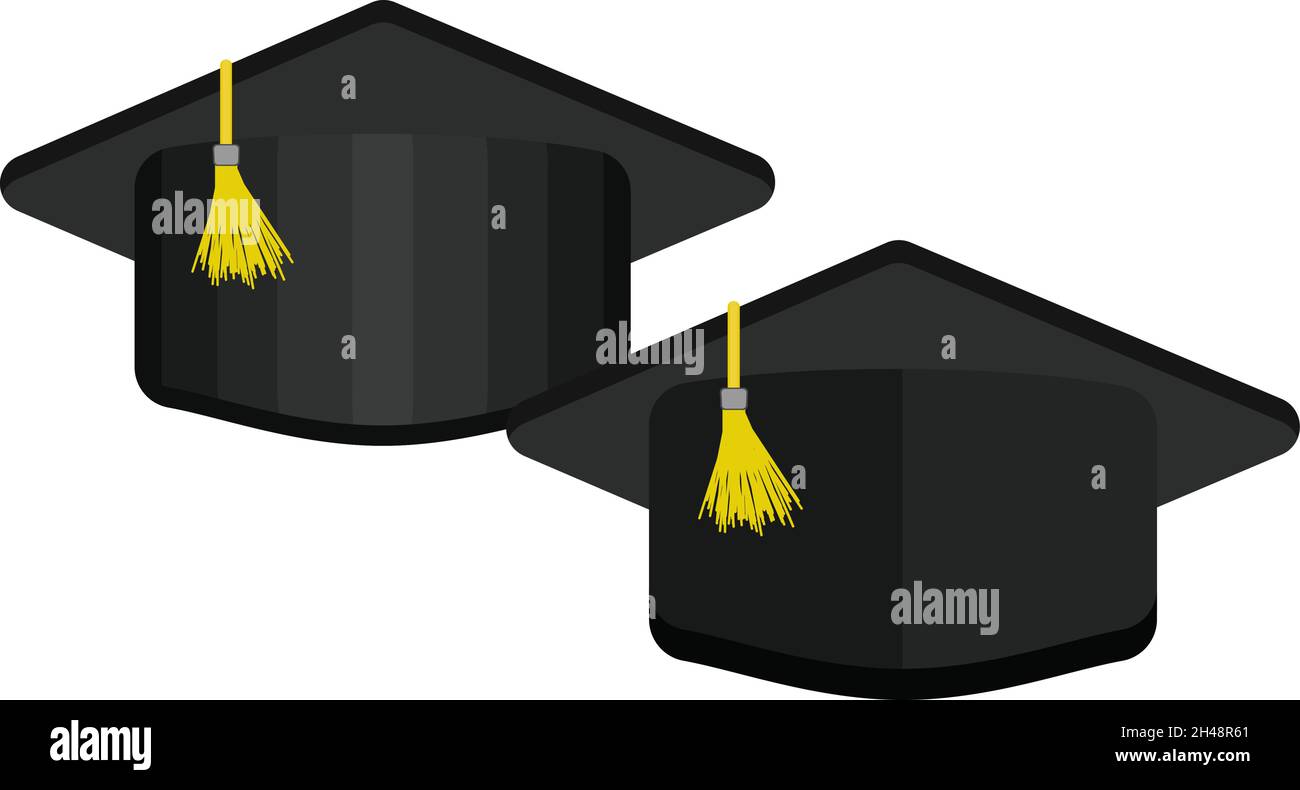 Graduation cap, illustration, vector on a white background Stock Vector ...