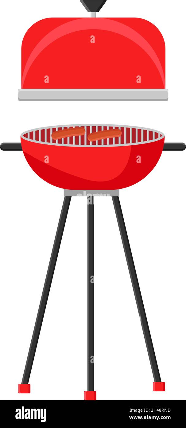 Red grill, illustration, vector on a white background Stock Vector ...