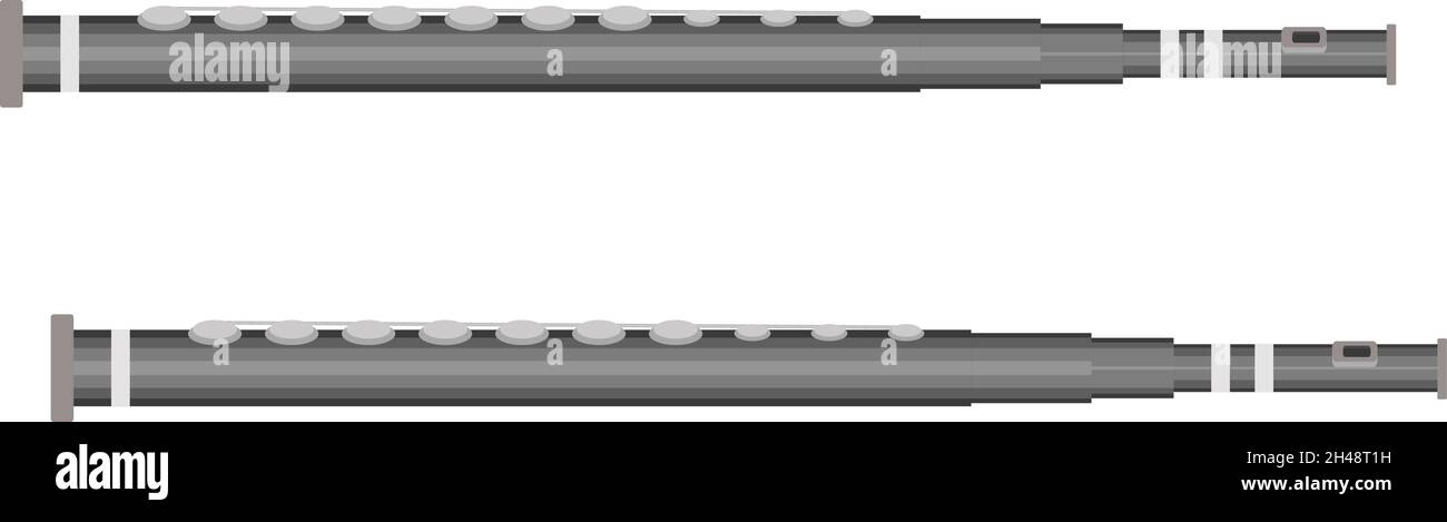 Silver flute, illustration, vector on a white background Stock Vector ...