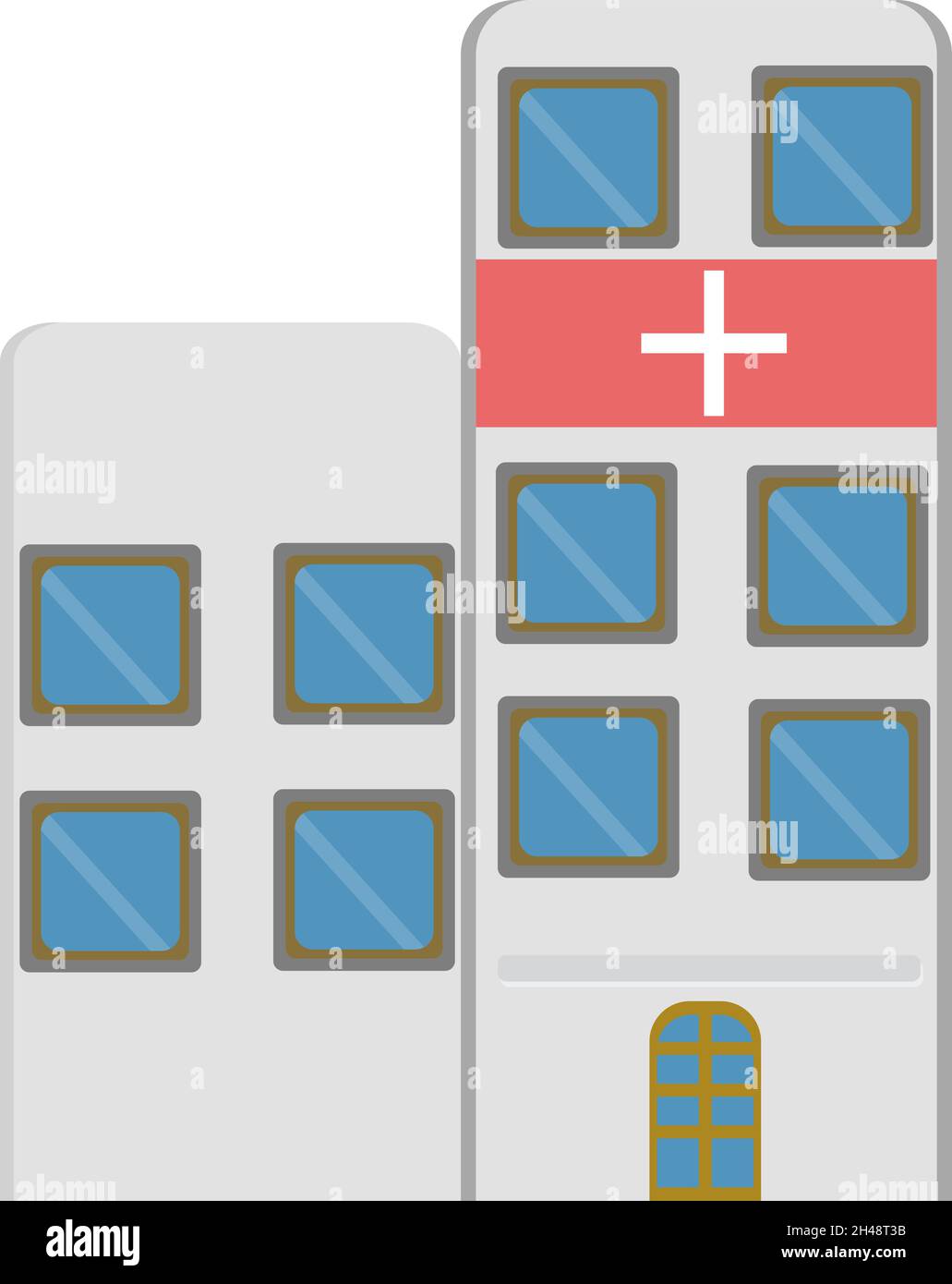 Tall hospital building, illustration, vector on a white background ...