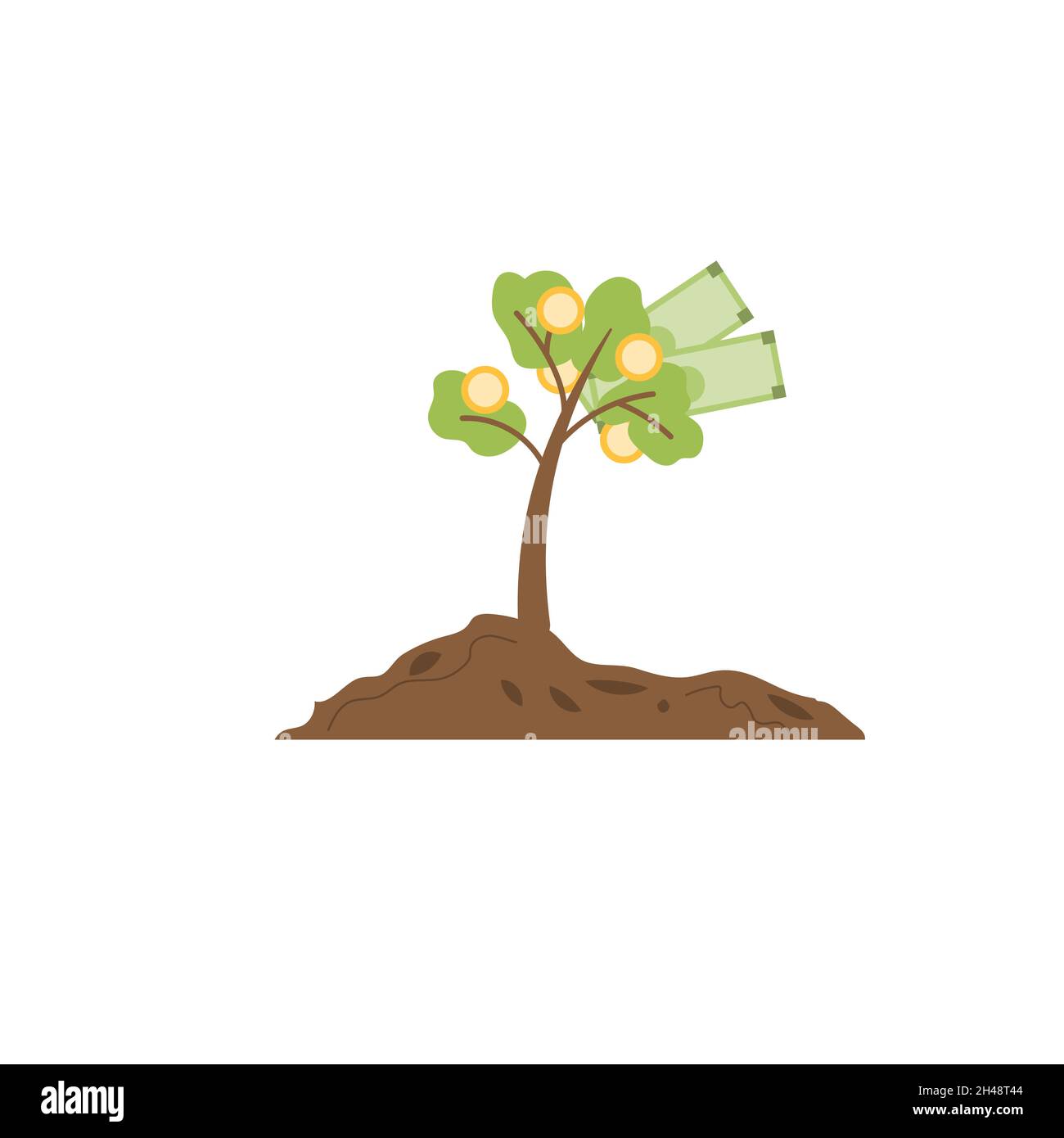 Flat cartoon small money tree,financial investments metaphor vector ...