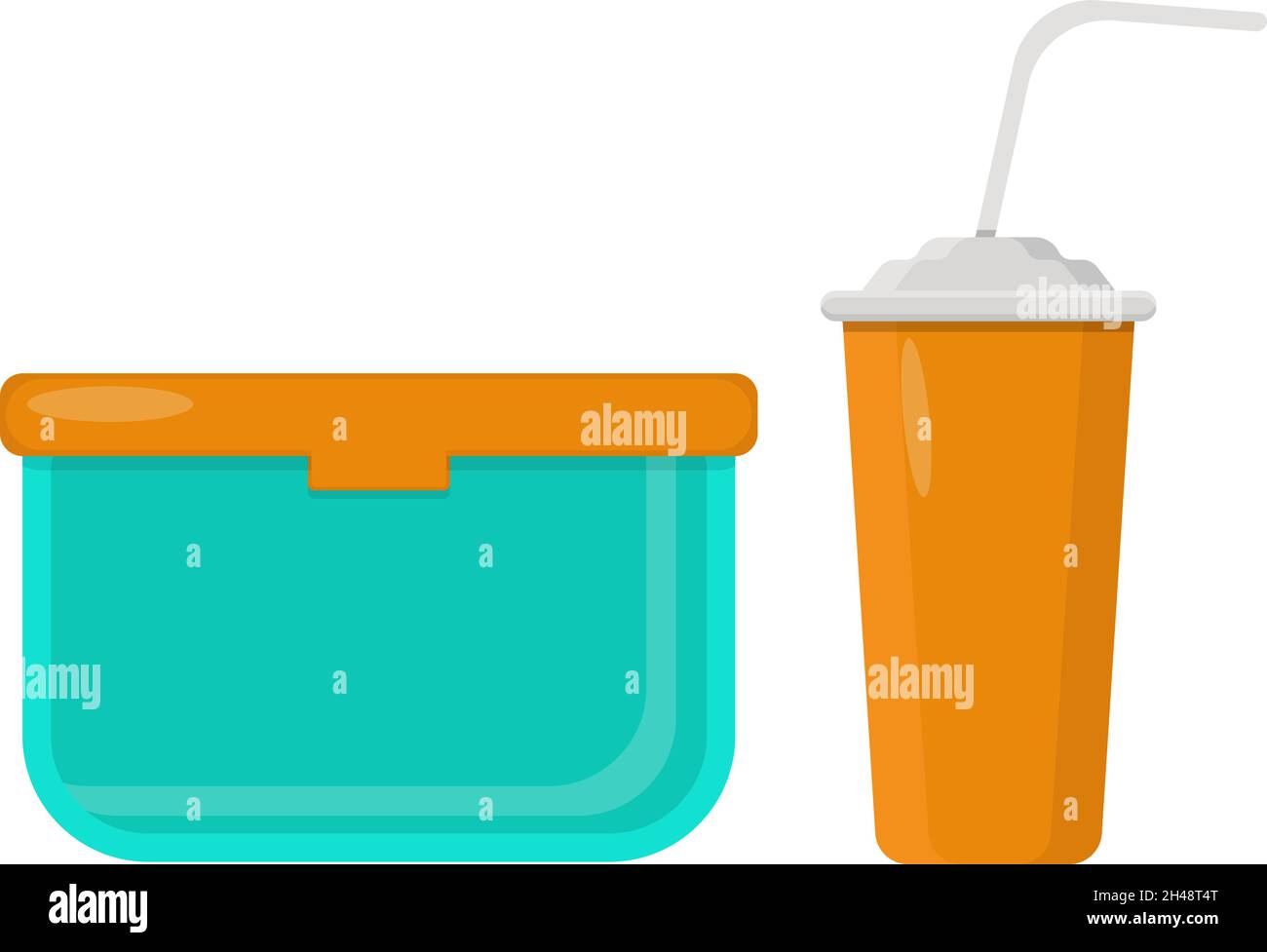 Lunch box with soda, illustration, vector on a white background Stock ...