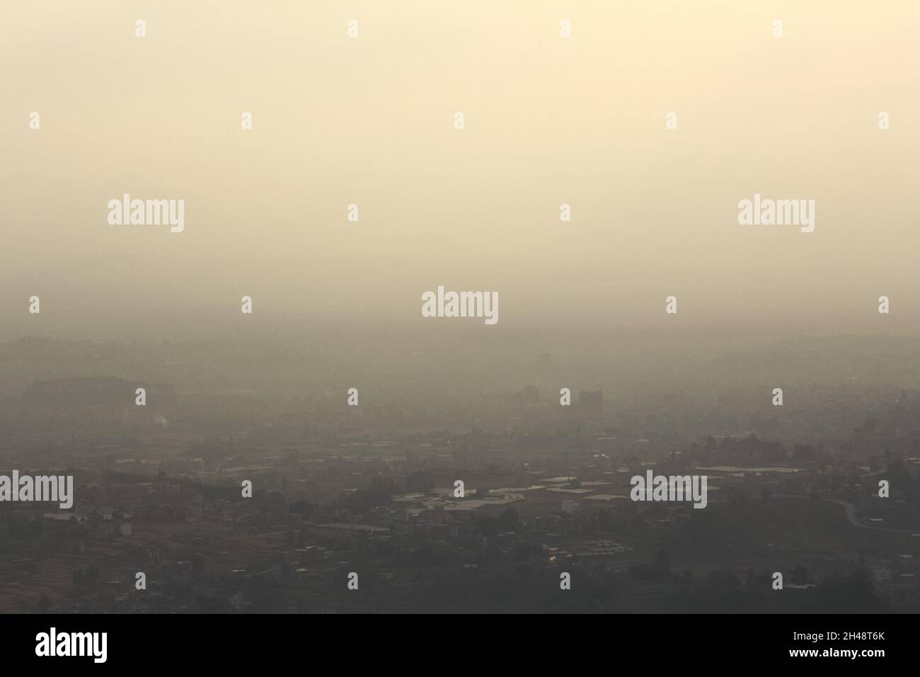 Bhaktapur, Bagmati, Nepal. 1st Nov, 2021. Kathmandu Valley is shrouded with pollutants as seen ...