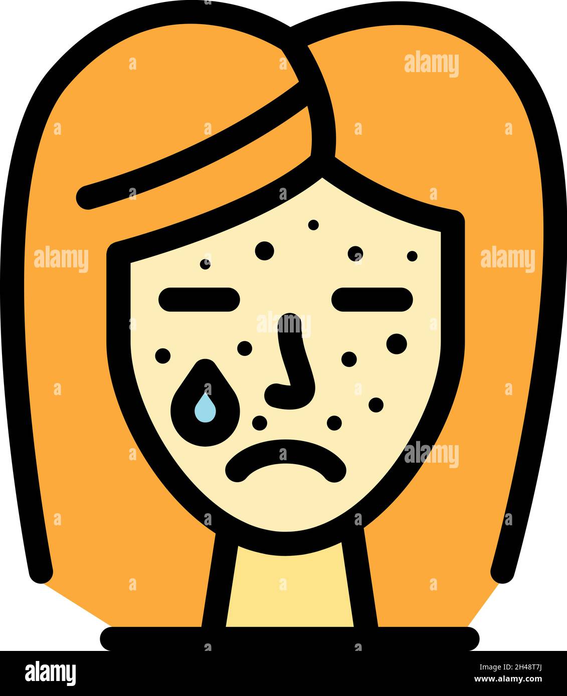 Acne teen girlicon. Outline acne teen girlvector icon color flat ...