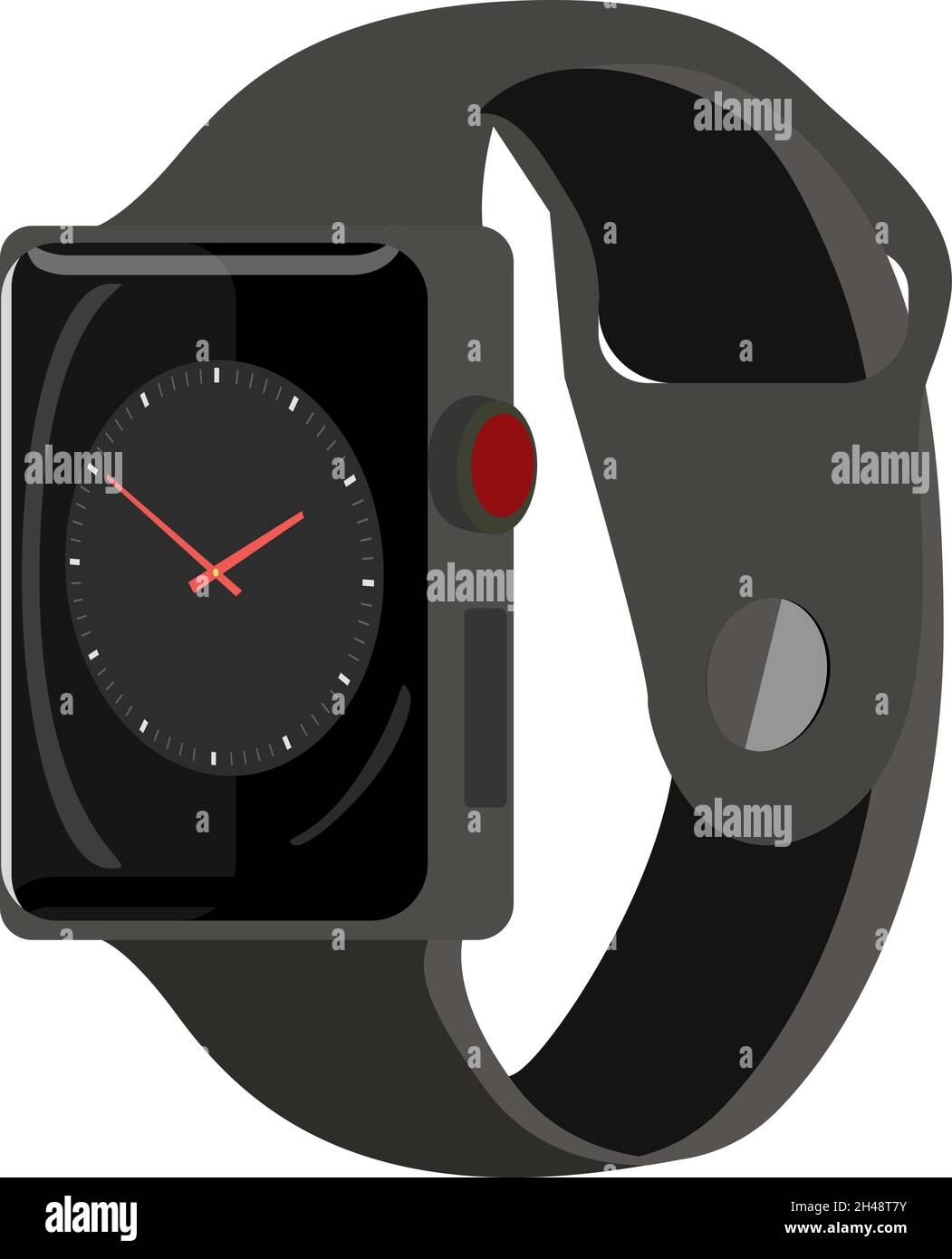 Black hand watch, illustration, vector on a white background Stock ...