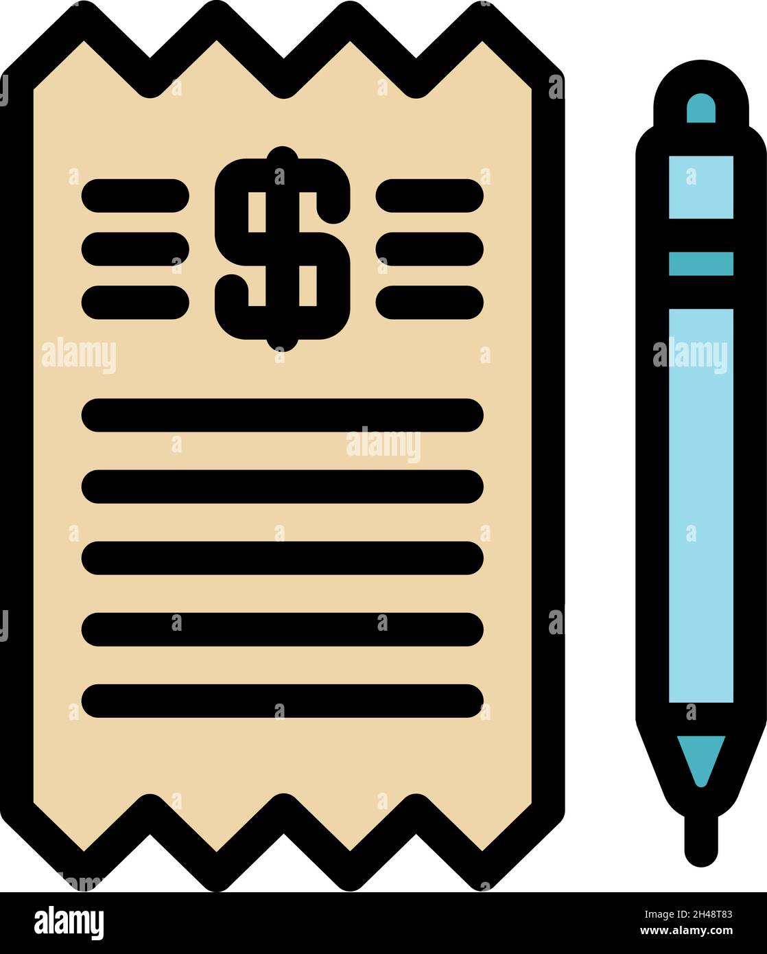 Check and pen icon. Outline check and pen vector icon color flat ...