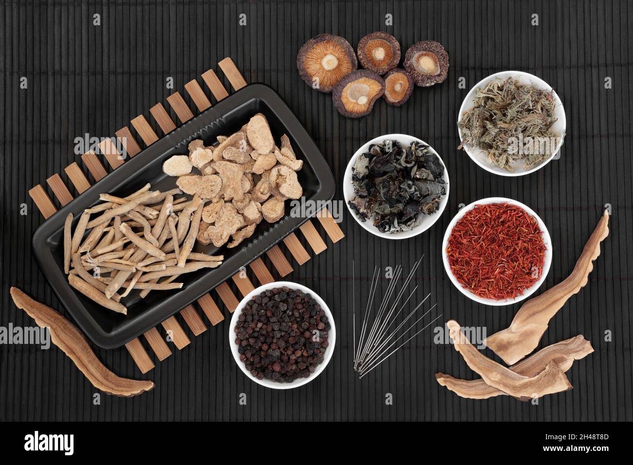Chinese Acupuncture Needles With Traditional Herbs Spice Used In