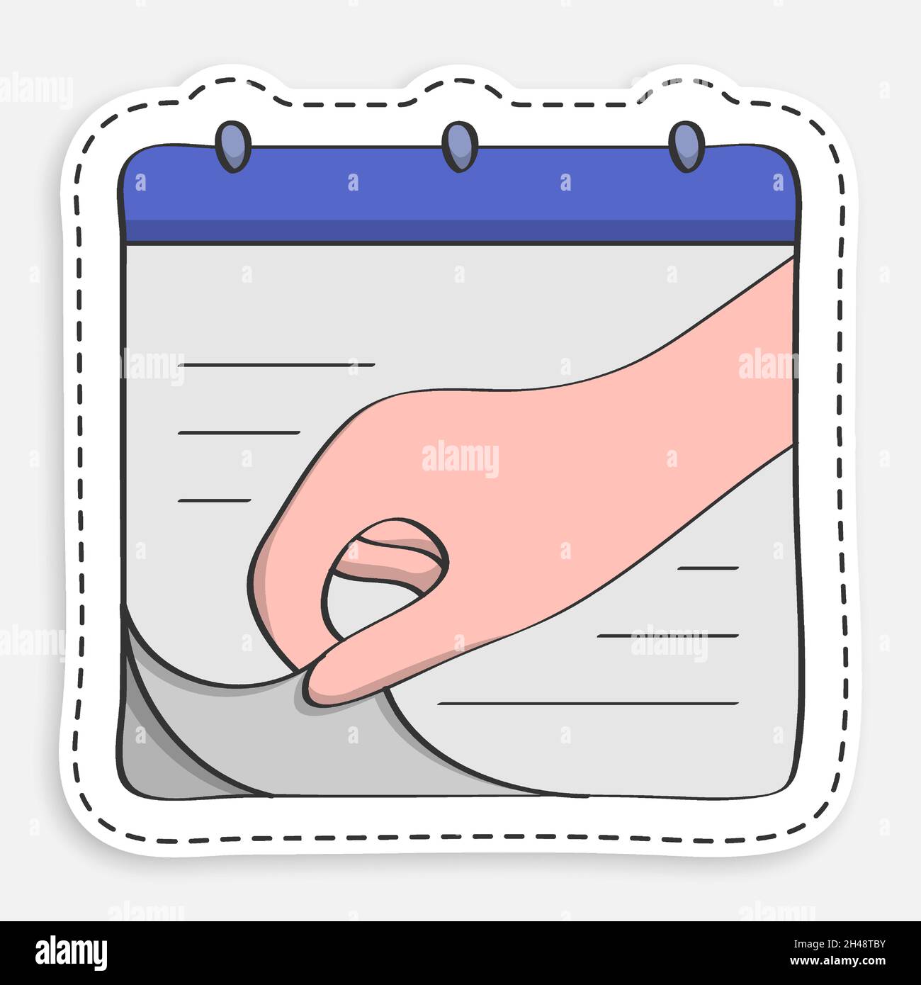 cartoon icon of doodle Hand tearing sheet of wall calendar. Marking ...