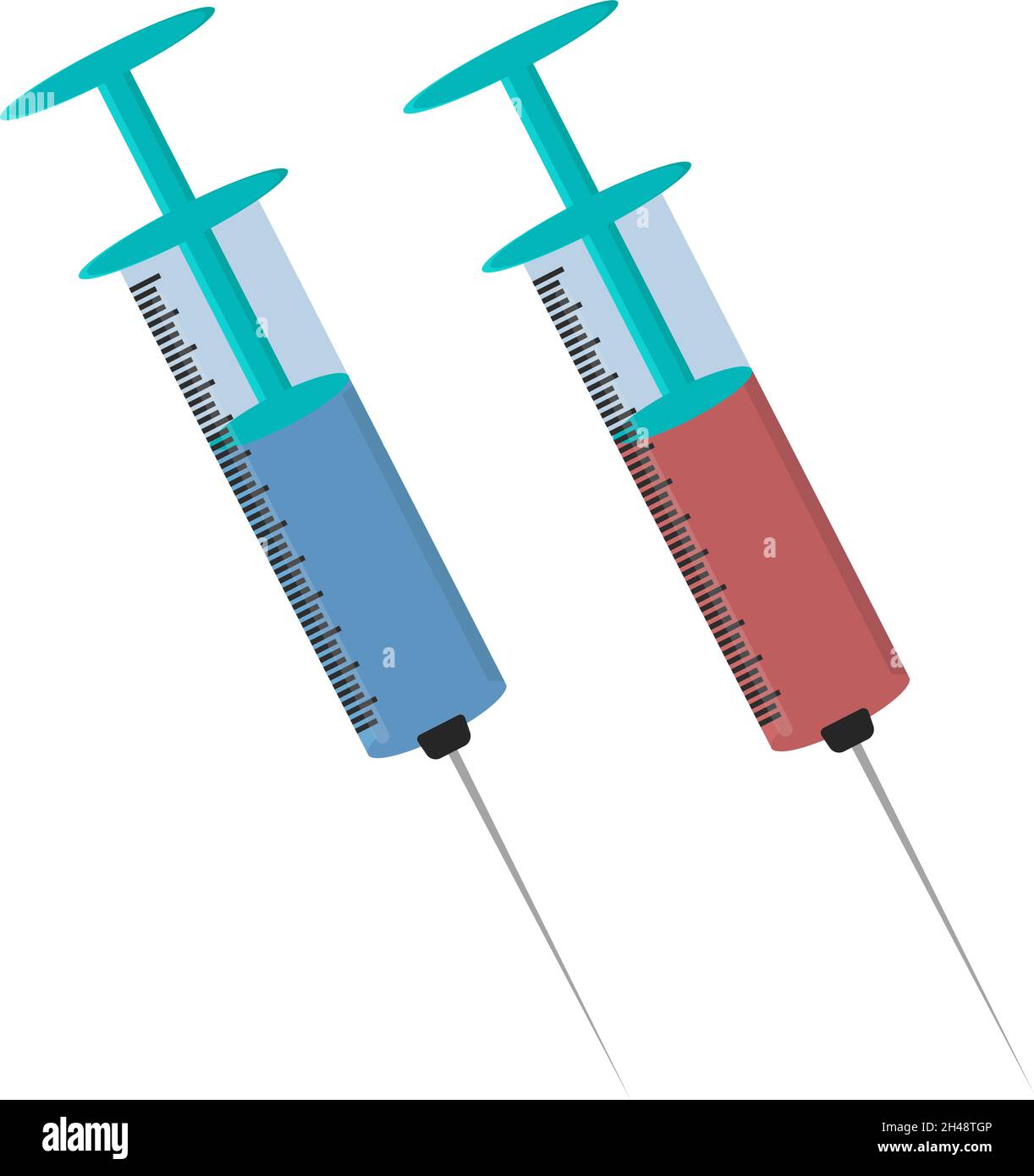 Injections with fluids, illustration, vector on a white background ...