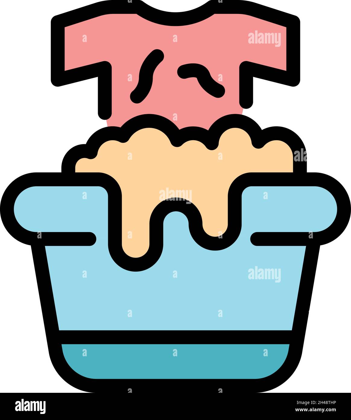 Washing clothes icon. Outline washing clothes vector icon color flat ...