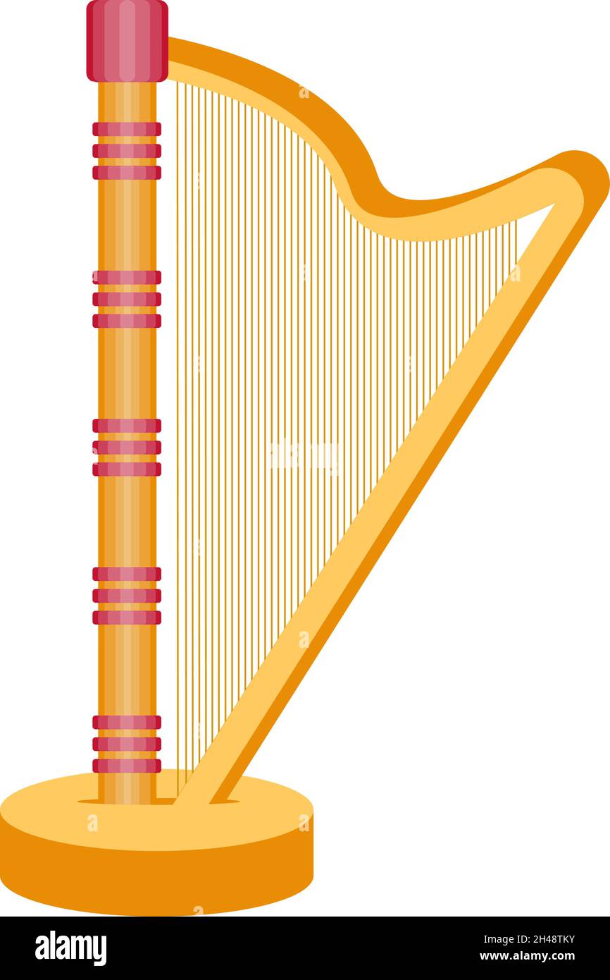 Harp instrument, illustration, vector on a white background Stock ...
